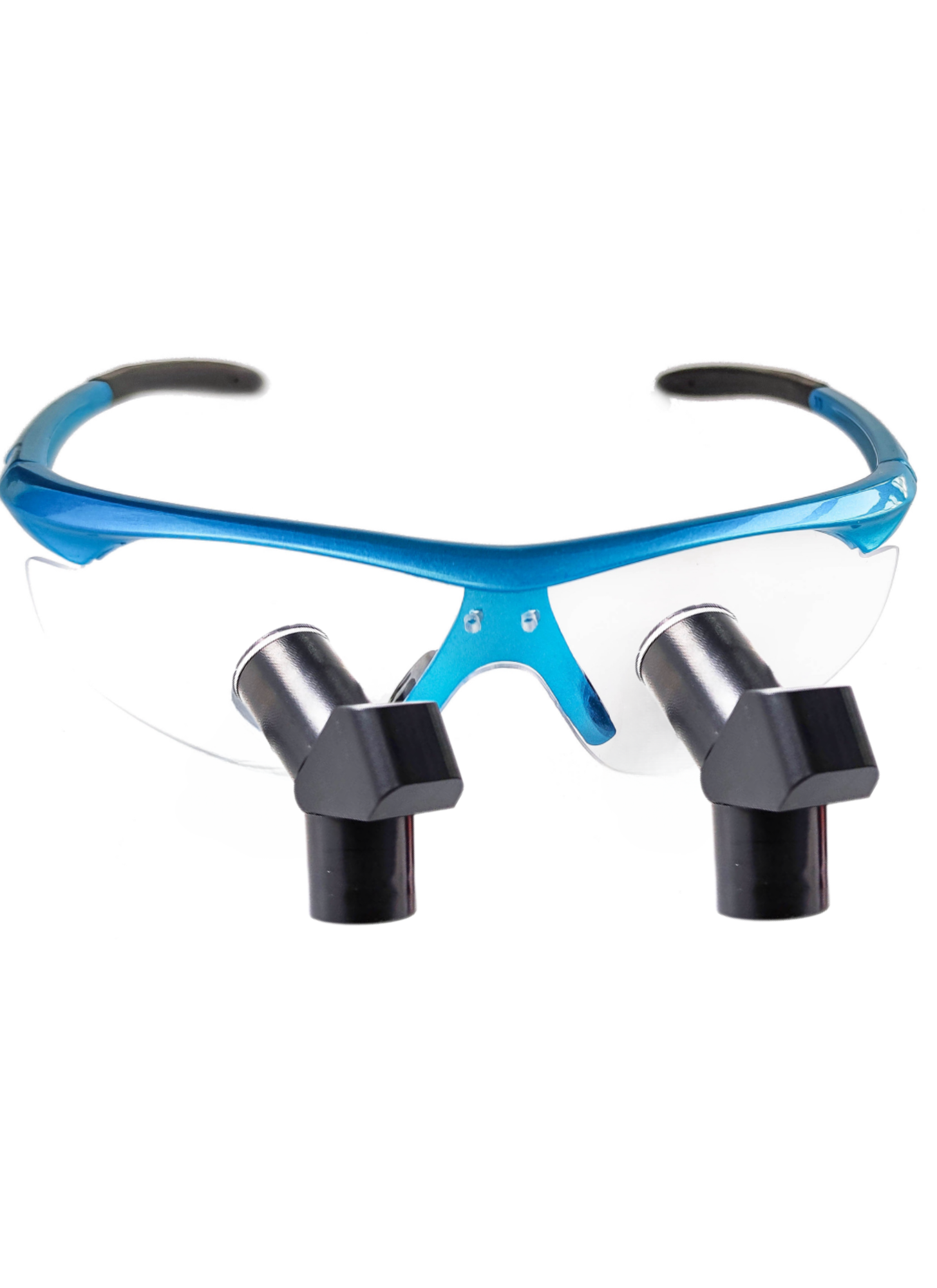 DeeTect Ergonomic loupes (Blue Round Frames) With wireless headlight.